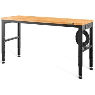 VEVOR Adjustable Height Workbench Work Bench Table w/ Power Outlets ...
