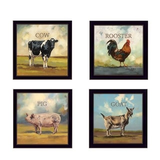 Set Of Four Farm Animals 1 Black Framed Print Wall Art - Bed Bath ...
