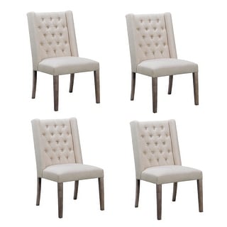 Lily Beige and Dark Brown Tufted Back Dining Chairs (Set of 4) - Bed ...