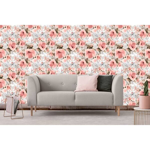 Travinia Floral Removable Wallpaper - 10'ft H x 24''inch W - Bed Bath ...