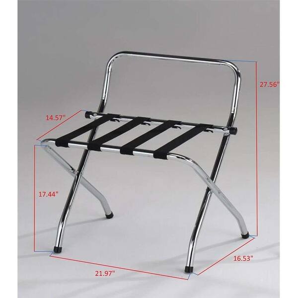 Chrome / Black Metal Foldable High Back Luggage Rack - Bed Bath ...