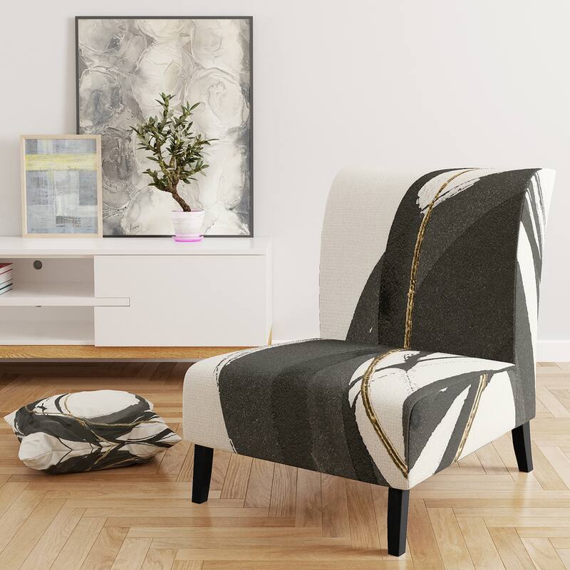 Designart "Gold Glamour Circle IV" Upholstered Glam Accent Chair - Arm ...