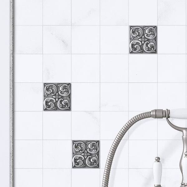 Moroccon Metal Insert Tile Pewter Nickel 4x4 ( PACK OF 4 PIECE) - Bed ...
