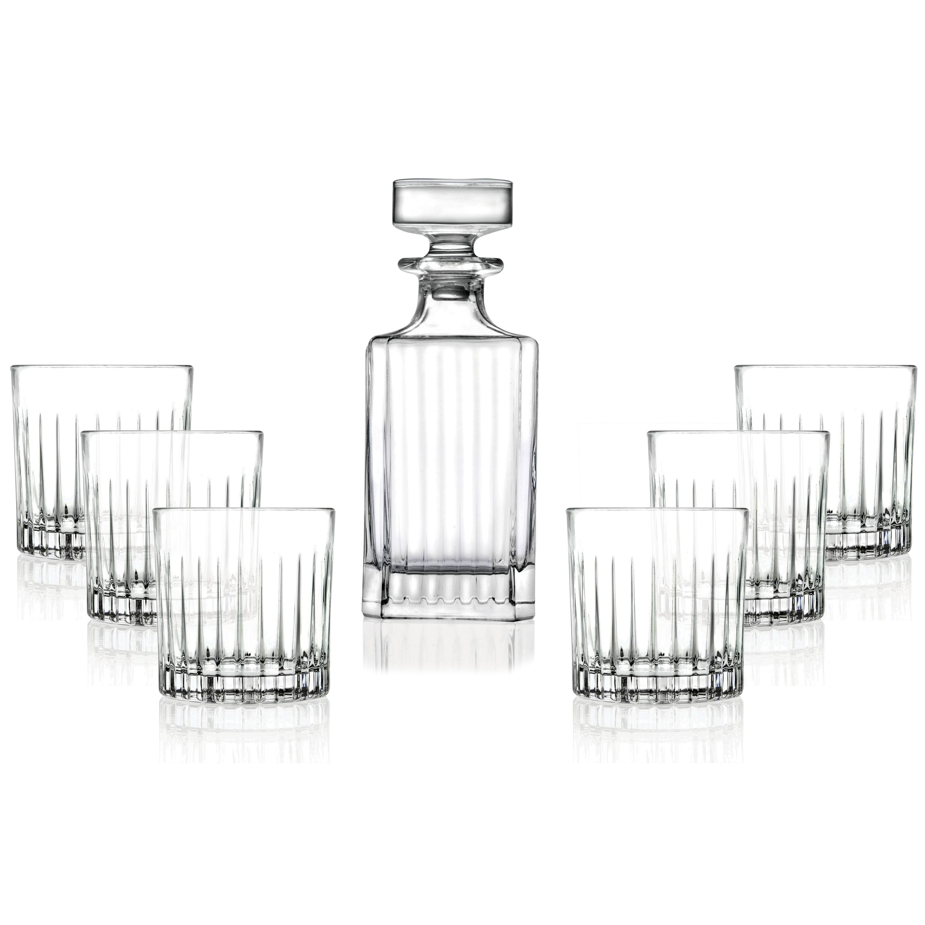 Glass Whiskey Decanter 7 Piece Set 25oz Decanterand 6 105oz Dof Tumbler 105 Oz Bed Bath