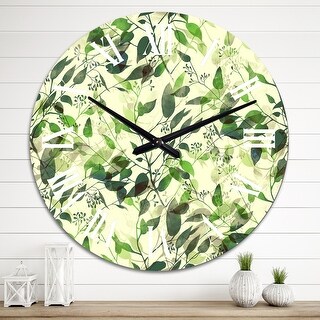 Designart 'Silhouette Of Eucalyptus Leaves I' Patterned wall clock ...