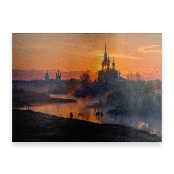 Sergey Davydov 'Dawn In Dunilovo' Floating Brushed Aluminum Art - Bed Bath & Beyond - 39376324