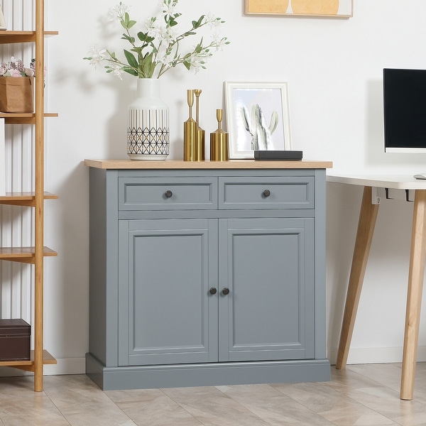 HOMCOM Sideboard Buffet Cabinet Kitchen Cabinet Coffee Bar Cabinet with 2 Drawers and Double Door Cupboard