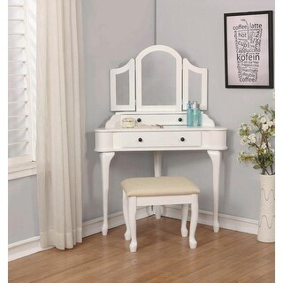 3-piece Vanity Set White and Beige-Color Beige,Finish White,Style ...