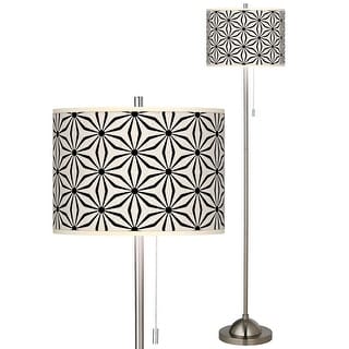 Kaleidoscope Flowers Brushed Nickel Pull Chain Floor Lamp - 13" x 62 ...