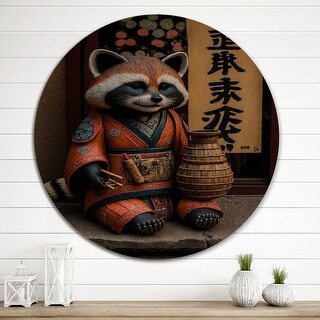 Designart "Happy Terracotta Tanuki II" Animals Raccoon Wood Wall Art ...