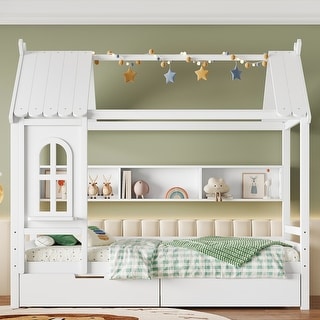 Solid Wood House Platform Bed Frame with Drawers - Bed Bath & Beyond ...