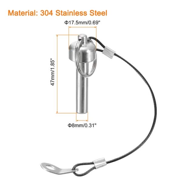304 Stainless Steel Ball Locking Pins with Push Ring and 14cm Rope ...