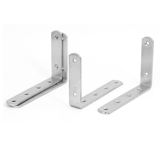 150mm Long 90 Degree L Shaped Angle Bracket Brace Support 4pcs - Sliver ...