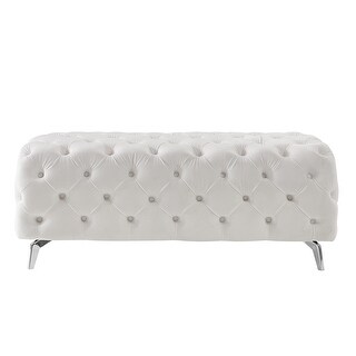 White Ottoman Bench with Button-Tufted Decorative Stool Window Stool ...