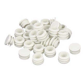22mm Dia Plastic Blanking End Cap Round Ribbed Tube Insert Plug 30pcs ...