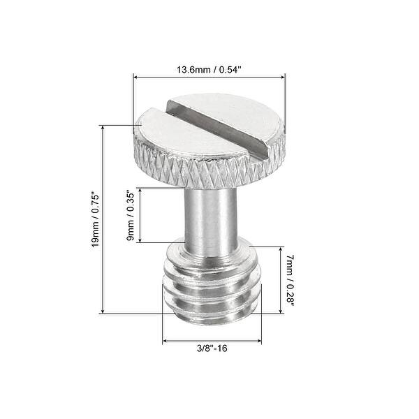 2Pcs 3/8"-16 Thread 19mm Length Camera Fixing Screw Flat Slot Tripod ...