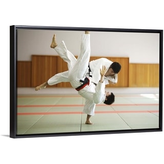 "Two Men Competing in a Judo Match" Black Float Frame Canvas Art - Bed ...