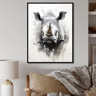 Designart "Mighty Stampede Rhinoceros " Rhinoceros Framed Wall Decor ...