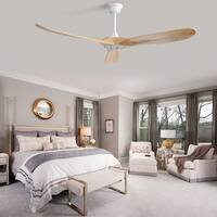 Solid Wood Ceiling Fans Without Light, 60 Inch Noiseless Ceiling Fan ...