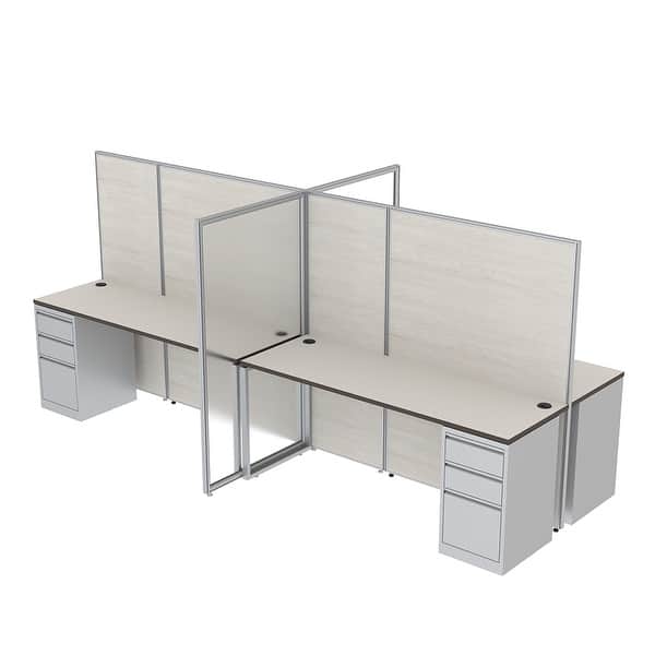 4 Person Private Call Center Cubicles Straight Desks W/Storage 3x6x65 ...