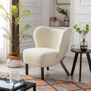 Modern Accent Chair Tufted Side Chair with Solid Wood Legs - Bed Bath ...