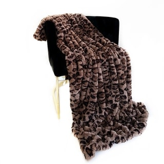 Plutus Brown Leopard Faux Fur Luxury Throw Blanket - Bed Bath & Beyond ...