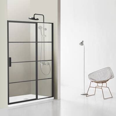 Sondrio 60" W x 76" H Pivot Shower Enclosure in Matt Black - W 60" x H ...