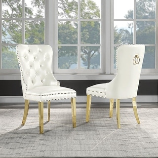 Modern Parson Chairs Set of 2 Leatherette Dining Chairs Tufted Accent ...
