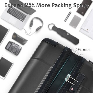 2 Piece Hard Case Trunk Expandable Suitcase Set Storage Trunks, Black ...