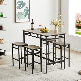 Dining Bar Table Stool Set for 4 5-PCS Dining Kitchen Table Set with 4 ...
