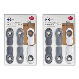 HIC Kitchen Multi-Purpose Magnetic Clips, 2 Sets of 6 Clips, White ...