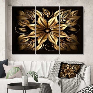 Designart "Glamourous Lily On Black IV" Floral Lily Canvas Wall Art ...