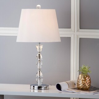 SAFAVIEH Lighting 21-inch Deco White Shade Prisms Crystal Table Lamp ...
