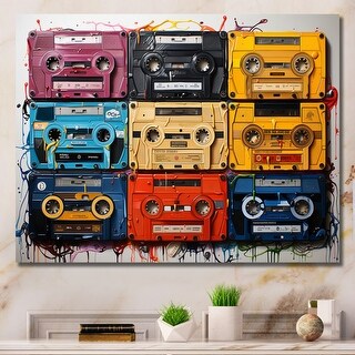 Designart "Cassette Tapes Nostalgic Grooves I" Music Canvas Art Print ...