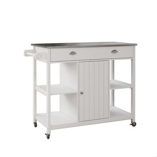 Kitchen Cart With Stainless Steel Counter Top Rolling Kitchen Cart On ...