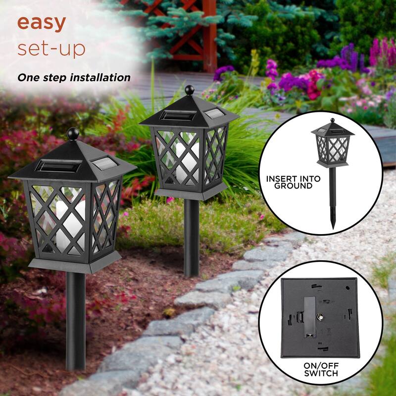 Alpine Corporation 16" Tall Outdoor Solar Powered Pathway LED Light ...