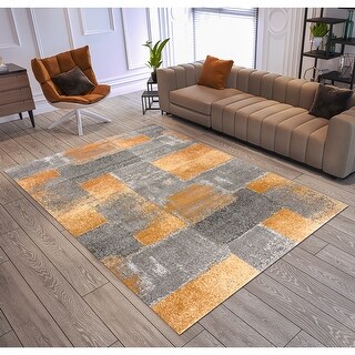 Twist Contemporary Modern Color Block Area Rug - 5' 3" x 7' 6" - Bed ...