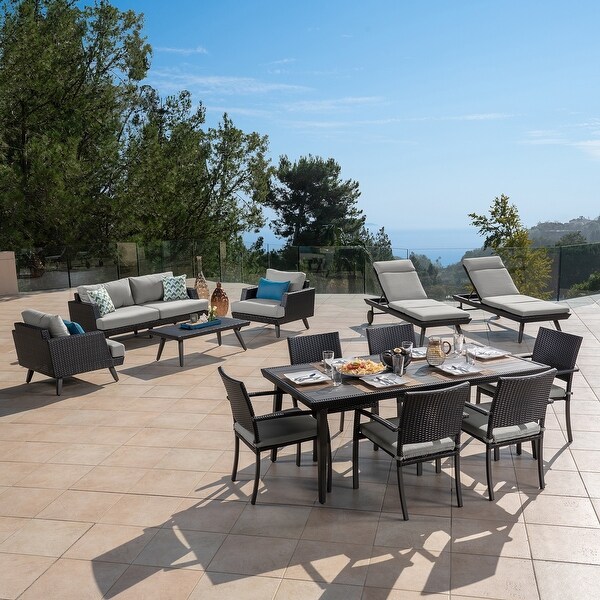 Freya Bohemian 3-Piece Outdoor Couch Patio Furniture Set, Solid Acacia ...