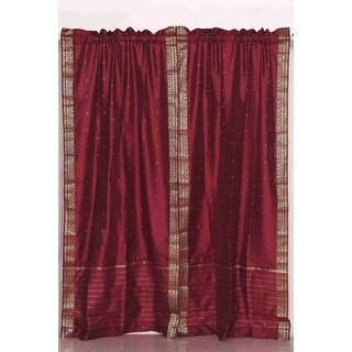 Maroon Rod Pocket Sheer Sari Curtain / Drape / Panel - Pair - Bed Bath ...