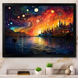 Designart "Starry Night Over The Rhone In France II" Vangogh Yellow ...