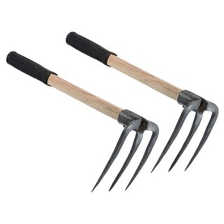 15.4" 3 Prongs Hand Gardening Hoe 2Pcs Manganese Steel Loose Soil Tool ...