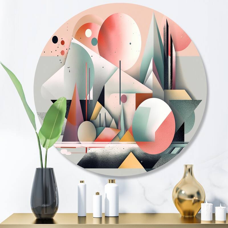 Designart "Essence Of Abstract Minimalism III" Minimalism Metal Round ...