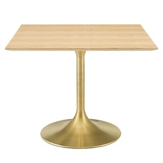 Modway Lippa Square Wood Grain 40" Dining Table, Gold Natural - Bed ...