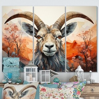 Designart "Goat Mountain Explorer Geometric" Animals Wall Art Living ...