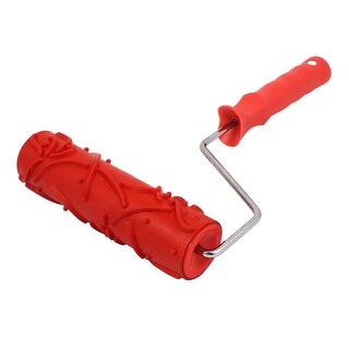 056T Flower Pattern Paint Roller w Handle Brush Ceiling Wall Decor Tool ...