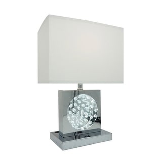 Rohi 22 Inch Table Lamp, White Fabric Shade, Chrome Base, LED Accents ...