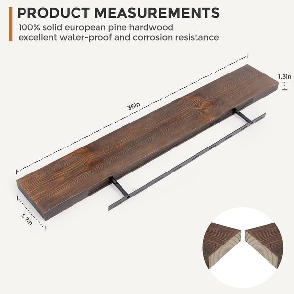 Handcrafted European Pine Natural Rustic Wooden Floating Shelves Wall ...