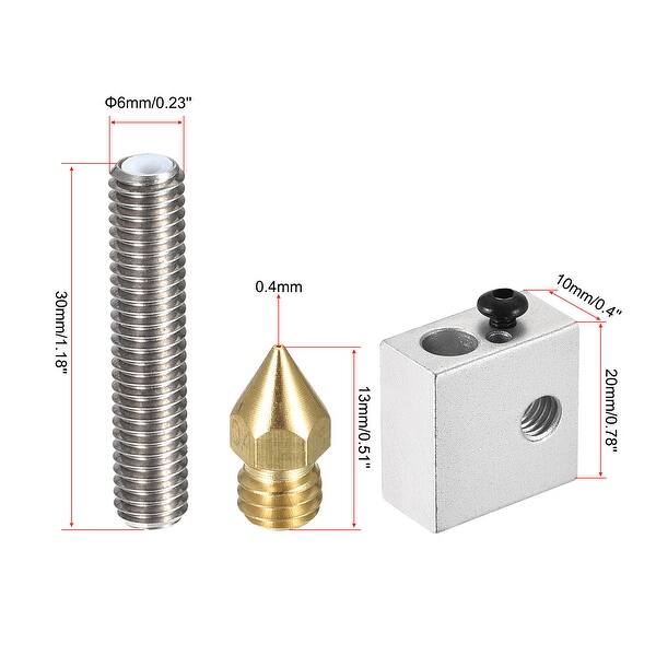 Throat Tube Brass Nozzle Heater Block,for 1.75mm Filament Pack of 3 ...