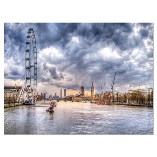 London Skyline and River Thames - Cityscape Glossy Metal Wall Art - Bed ...