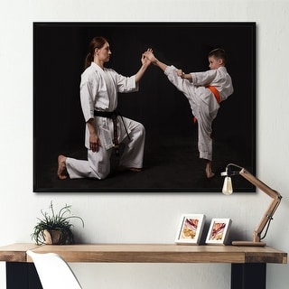 Designart "Karate Kick Training" Martial Arts Framed Wall Art Living ...